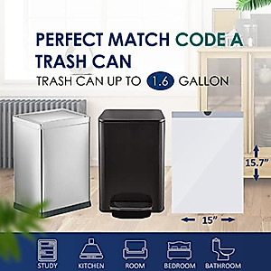 1.6 Gallon / 6 Liter Code B Drawstring 240 Counts Strong Trash Bags Garbage Bags by RayPard, Small Trash Bin Liners for Home Office Kitchen Bathroom Bedroom (White, 1.6 Gallon-Drawstring)