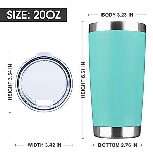 EcoMozz 20oz Tumbler Bulk Stainless Steel Vacuum Insulated Tumblers with Lid Double Wall Travel Mug Powder Coated Coffee Cup, Suitable for Ice Drinks and Hot Beverage (Light blue 1pack)