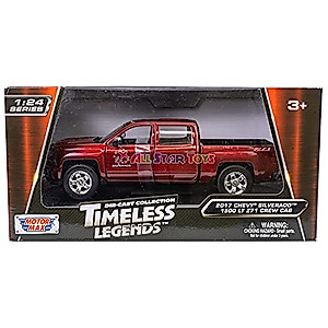 Motor Max 2017 Chevy Silverado 1500 LT Z71 Crew Cab Pick-Up Truck, Candy Red 79348/16D - 1/24 Scale Diecast Model Toy Car but NO Box