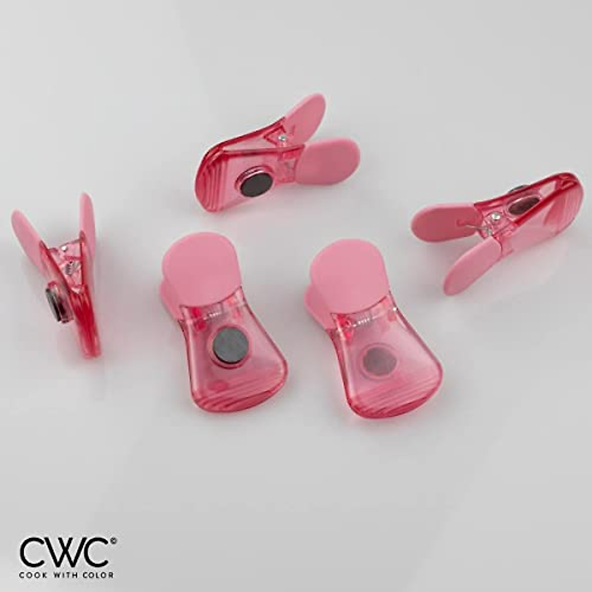 COOK WITH COLOR 10 Pc Bag Clip with Magnet- Chip Bag Clip, Sealing Food Clips, Plastic Clips for Food and Kitchen Storage, Chip Clip and Snack Bag Clips, Fridge Clips - Pink