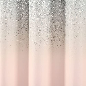 Lush Decor Glitter Ombre Metallic Print Shower Curtain, 72" x 72", Blush & Gray