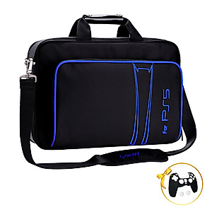 G-STORY Case Storage Bag, Carrying Case Compatible with PS5 Disc and Digital Edition, Travel Bag for Controller, Included Silicone Cover Skin Protector