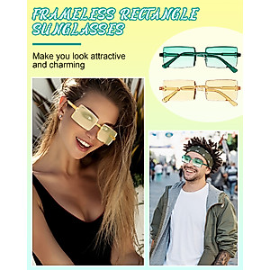 LEIFIDE 36 Pairs Frameless Rectangle Sunglasses Plastic Rimless Sunglasses Candy Color Vintage Glasses for Women Men Unisex Sun Protection, Multicolor