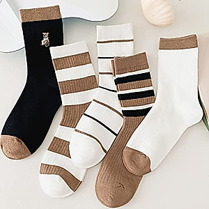 Womens Calf Socks Women's Medium Tube Socks New Brown Socks Stripe Cute Bear Socks Neon Softball Socks