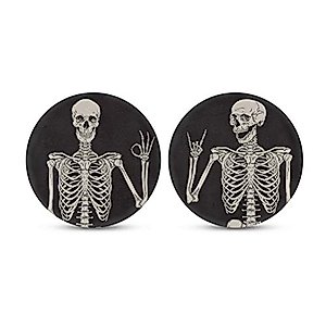 Snilety Skull Design 2pcs Car Coasters for Drinks Cup Coaster Rubber Car Cup Pad Mat Car Accessories for Car Living Room Kitchen Office to Protect Car and Furniture