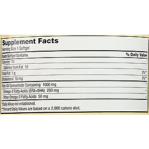 Kirkland Signature Natural Fish Oil Concentrate with Omega-3 Fatty Acids, 400 Softgels, White