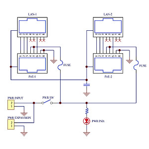CZH-LABS DIN Rail Mount 2 Ports Passive RJ45 PoE Power Injection Board, Power Over Ethernet Injector Module.