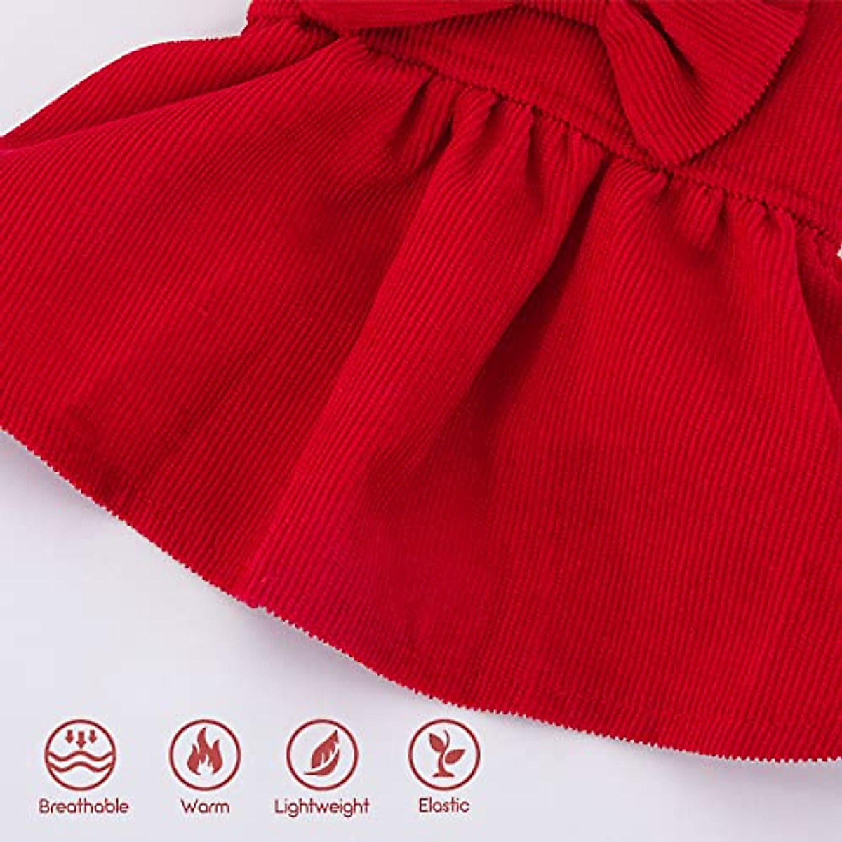 Patas Lague Dog and Cat Dress Set with Shirt and Bowtie Hairpin, 3-Pieces Sweet Lovely and Cute Dog Cat Christmas Outfit Clothes, Pet Holiday Clothes for Small Medium Pets Vintage Design