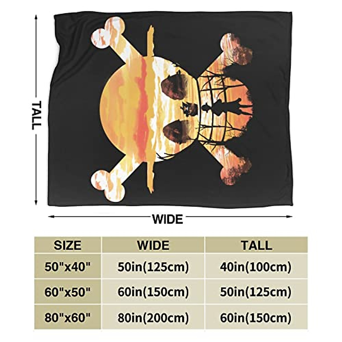 One Piece Blanket Flannel Fleece Anime Throw Blanket for Living Room/Bedroom/Sofa/Chair 80"X60"
