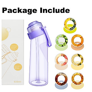 CAFELE Water Bottle with Flavor Pods,Fruit Fragrance Water Bottle,Scent Water Cup,Sports Water Cup Suitable for Outdoor Sports(Purple+7Pods)