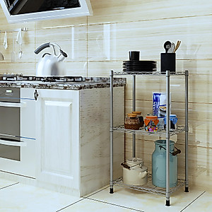 ZHAZHADI 3 Tier Fixed Layer Spacing Storage Shelf Metal Storage Rack Wire Shelving Unit Storage Shelves Metal 396Lbs Capacity 17" L x 13" W x 32" H for Pantry Closet Kitchen Laundry Grey