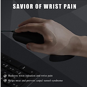 JIKIOU Upgrade Enlarge Gel Memory Foam Set Keyboard Wrist Rest Pad, Mouse Wrist Cushion Support for Office, Computer, Laptop, Mac, Comfortable, Lightweight for Easy Typing Pain Relief, Black
