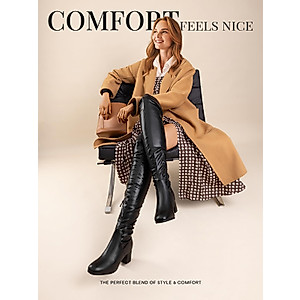 DREAM PAIRS Women's Laurence Over The Knee Thigh High Chunky Heel Boots Long Stretch Sexy Fall Boots,Size 8,Black/Pu,LAURENCE