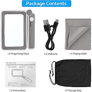 Handheld Magnifying Glass with Light,eSynic Rechargeable 4X Handheld Magnifying Glass High Clarity Acrylic Lenses Magnifying Glasses 4.3 * 2.5Inch Large Screen Handheld Magnifier for Reading etc
