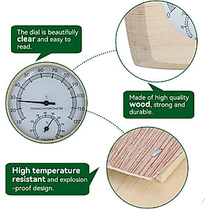 Sauna Thermometer, 2-in-1 Wood Digital Sauna Room Thermometer Hygrometer Sauna Temperature Thermometer Sauna Room Thermometer and Hygrometer Sauna Accessories