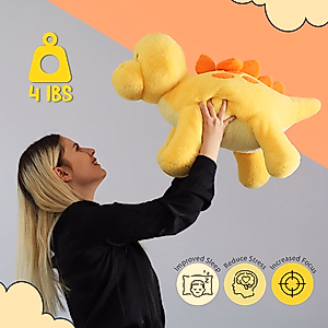 Stroceax 25" | 4 Pounds Yellow Dinosaur Weighted Stuffed Animals - Weighted Stuffed Animal for Anxiety - Big Cute Dino Plush Toy Throw Pillow Gifts for Kids & Adults (Yellow - 4 lbs)