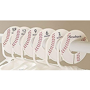 6 Baseball C196 Baby Boy Nursery Clothing Size Closet Dividers (1.25 Inch Rod)