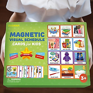 QUOKKA 95 Reward Chore Chart Cards for Kids - Toys for Autistic Children Age 5-7 ADHD Tools - Behavior Visual Schedule for Toddler at Home - Routine Responsibility Board Autism Learning Materials