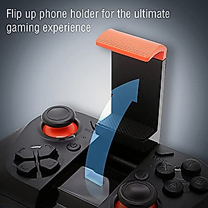 Volkano VX Gaming Bluetooth Contoller w/Phone Holder, Functional D-Pad, 2 Analog Sticks, 10 Action Buttons 10-Hr Playtime, Compatible w/VR Headset Android iOS Windows XP [Black/Red] - Command Series