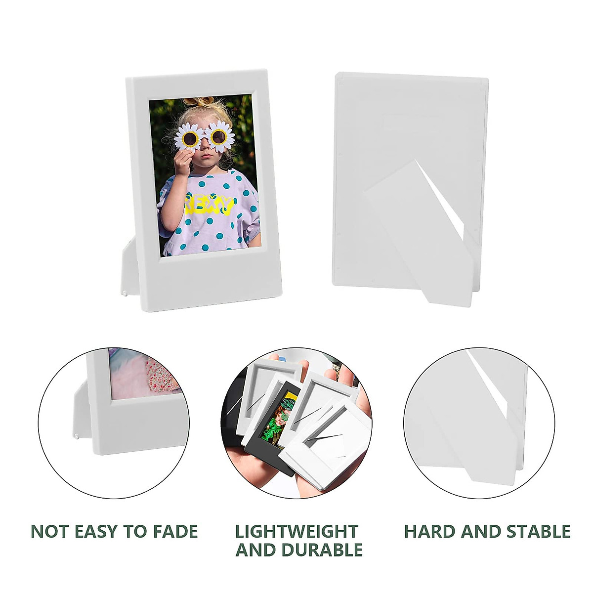 wogozan Mini 3 Inch Photo Picture Frames for Fujifilm Instax Mini 12/11/99/90/9/8/7+/EVO Classic Polaroid 2x3 Frame Wallet Size Photo Desktop Display Black & Grey (10 Pack)