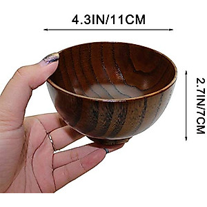 Set of 5 Japanese Style Solid Wood Bowl Children Kids Baby Serving Tableware for Salad Rice Miso Soup Fruits Decorative Display gifts