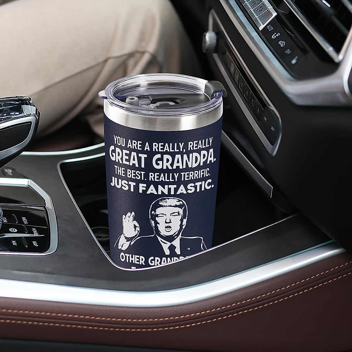 AREOK Gifts for Grandpa Gift, Best Grandpa Ever Gifts - Great Grandpa Christmas Birthday Gifts from Grandchildren Grandson Granddaughter, Grandfather Gift, 20 OZ Grandpa Tumbler Cup, Navy