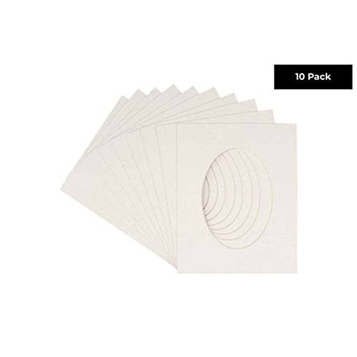 Oyster Shell White Acid Free 9x11 Oval Picture Frame Mat with White Core Bevel Cut for 7x9 Pictures - Fits 9x11 Frame - Pack of 10 Matboard Show Kits With Acid Free Backings & Clear Bags