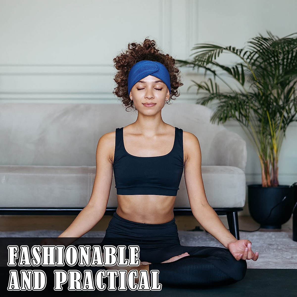 Haysandy Hair Wrap, 4 Pieces Mesh Hair Wrap for Black Women - Face Wash Makeup Hair Accessories Headbands (Black, Blue, 1 Count Pack of 1)