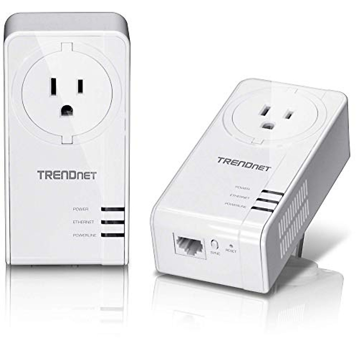 TRENDnet Powerline 1300 AV2 Adapter with Built-in Outlet Adapter Kit, Includes 2 x TPL-423E Adapters, IEEE 1905.1 & IEEE 1901, Gigabit Port, Range Up to 300m (984 ft), White, TPL-423E2K