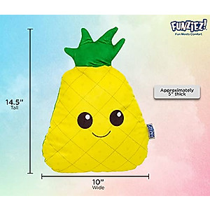 FUNZIEZ! Pineapple Plush Decorative Throw Pillow - Novelty Fruit Shaped Stuffed Pillow 14.5 x 10 in