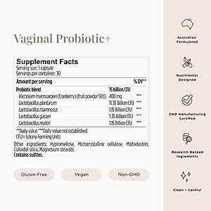 JSHealth Vitamins Vaginal Probiotic Supplement - Supports Urinary and Vaginal Health – Shelf Stable Yeast Infection Treatment for Women (30 Capsules)
