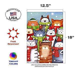 Toland Home Garden 12x18 Inch Double Sided Garden Flag Winter Flag, Cat Caroling Christmas Winter Garden Flag House Flag For Outdoor Yard Decoration