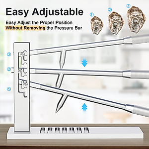 Buttwo Oyster Shucker, Stainless Steel Oyster Opener Tool Set Clam Machine with Oyster Shucking Knife Seafood Tools for Hotel and Family Buffet, Silver