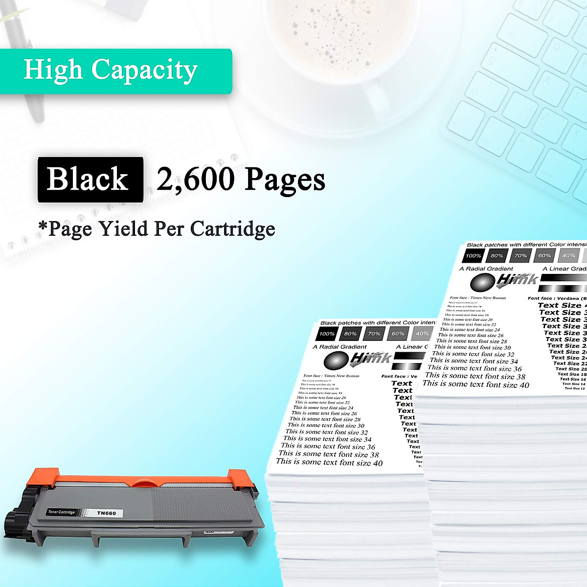 HIINK 6 Pack TN660 Toner Cartridge Replacement for Brother TN660 TN630 Toner Cartridge Used in Canon HL-L2300D HL-L2305W HL-L2340DW HL-L2360DW HL-L2380DW MFC-L2680W(Black, 6-Pack)