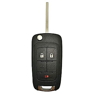 Key Fob Case Shell Fit for Chevrolet Chevy Equinox Sonic GMC Terrain 3 Buttons Replacement Flip Folding Smart Car Key Fob Cover with Uncut Blade Blank (3 Buttons Flip Key Shell)
