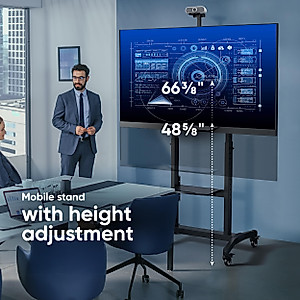 ONKRON Mobile TV Stand for 50-100 Inch TV up to 265 lbs, Heavy Duty TV Stand Adjustable Height with +5/-5° Tilt - max VESA 1000x600 Portable TV Stand on Wheels/TV Cart Rolling TV Stand Tall Black