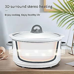 ICOOK Slow Cooker 3.5 Quart USC-351-OG,Dishwasher Safe Crock/Ceramic inner pot and Glass lid,Small Slow Cooker,Oval Shape,White