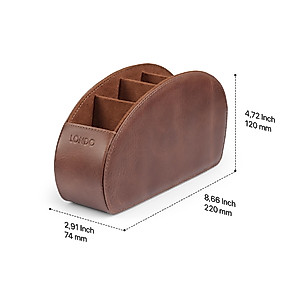 Londo Remote Control Holder with 5 Pockets - Store DVD, Blu-Ray, TV, Roku or Apple TV Remotes - Italian Genuine Leather with Suede Lining - Slim, Compact Living or Bedroom Storage