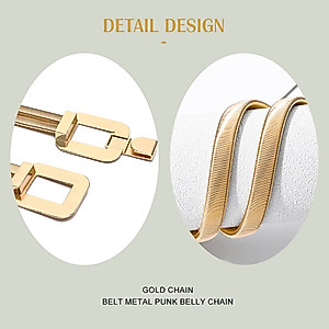 COSYDAYS Metal Waist Belt Gold Skinny Metal Waist Chain Elastic Dress Belt Buckle Waistband Jewelry for Women and Girls (Gold)