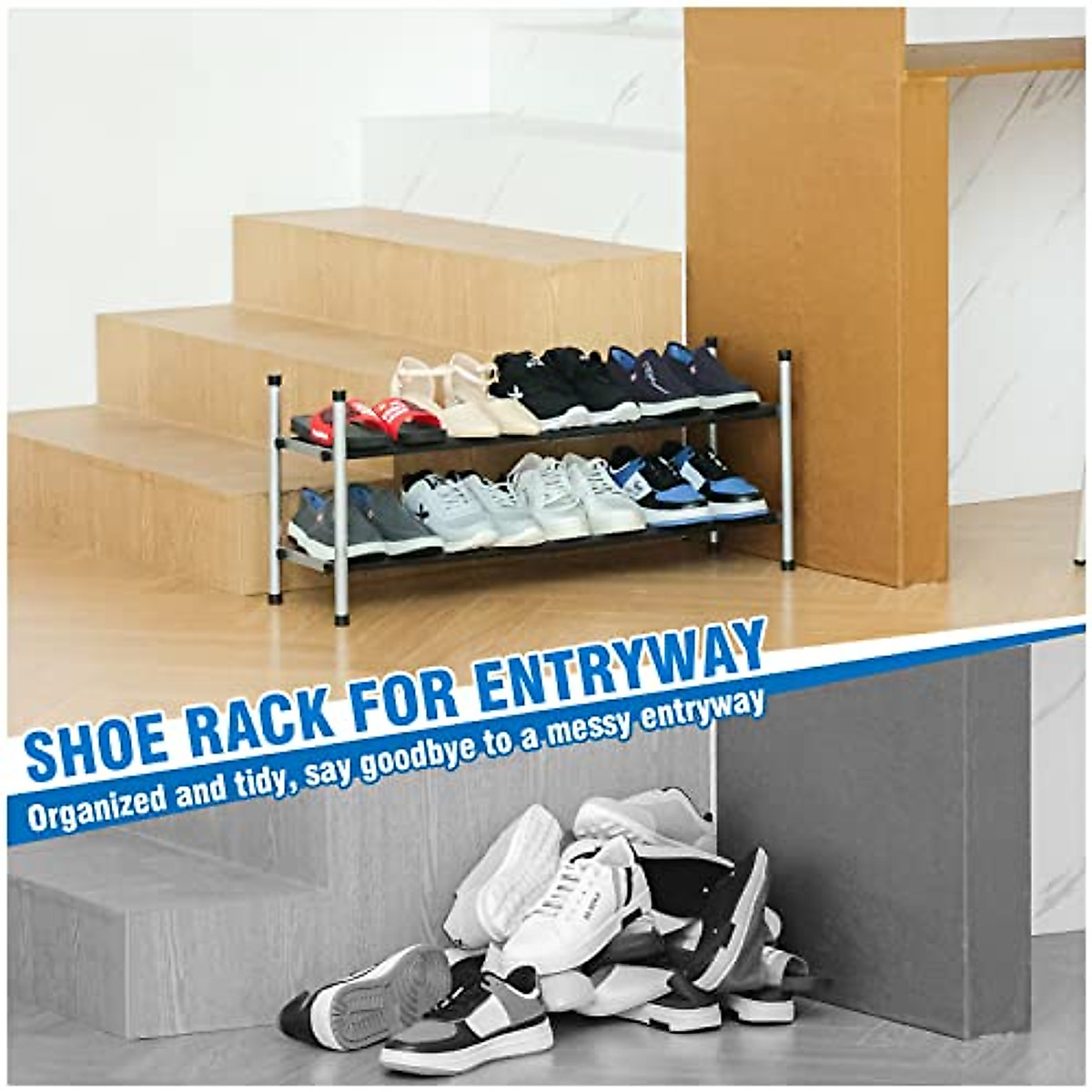 HEDOMII 2-Tier Expandable Shoe Rack, Stackable and Adjustable Shoes ...