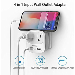 TESSAN US to UK Plug Adapter, Type G Travel Adaptor with 2 USB 2 Electrical Outlets, UK Power Adapter for USA to Ireland England London Scotland British Dubai Kenya Hong Kong Qatar, 2-Pack Gray