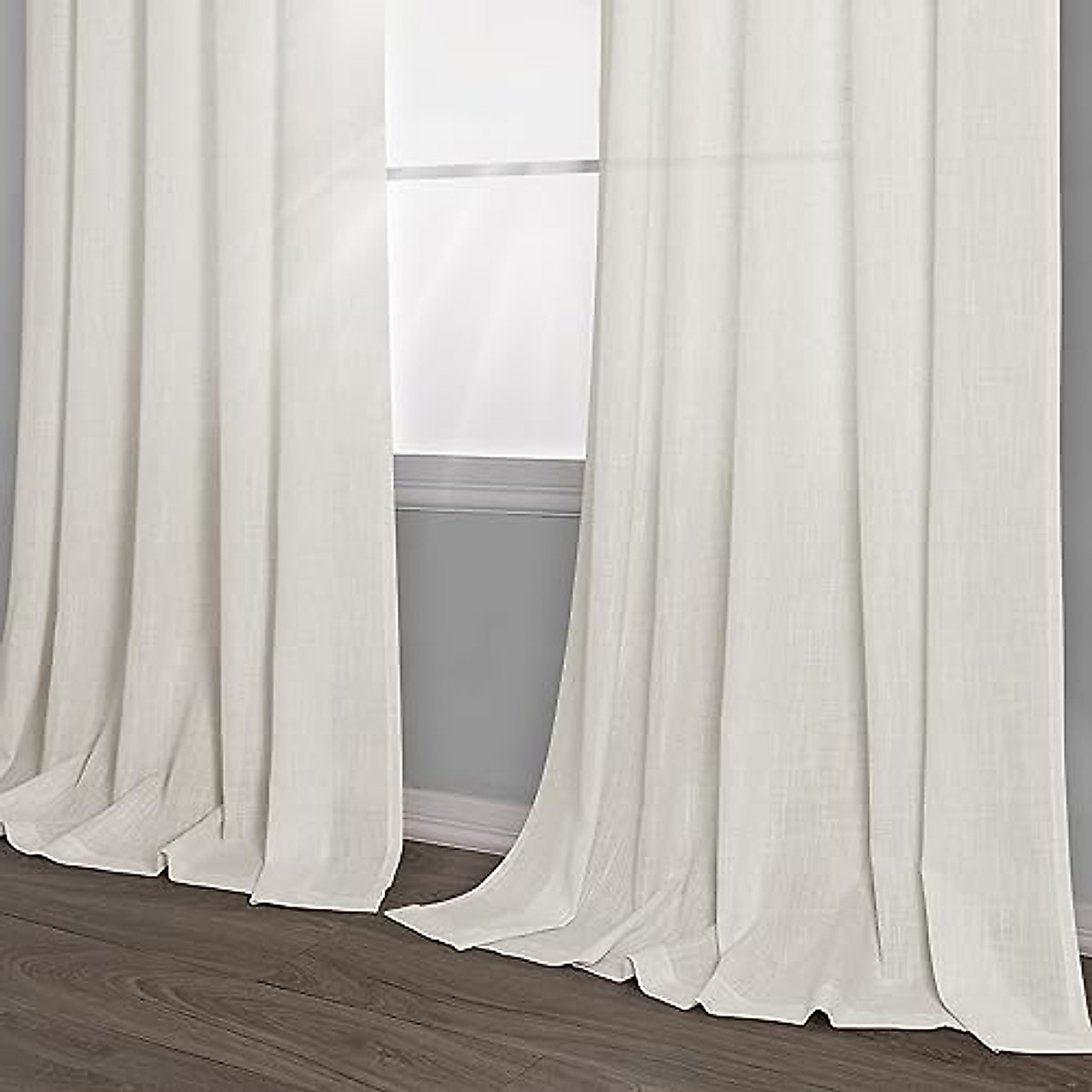 Natural Linen Curtains 84 Inch Length 2 Panels for Living Room Rod Pocket Semi Sheer Boho Bedroom Curtain Privacy Ivory Cream White Farmhouse Linen Curtain Drapes Floor Length 84 Inches Long 7 FT