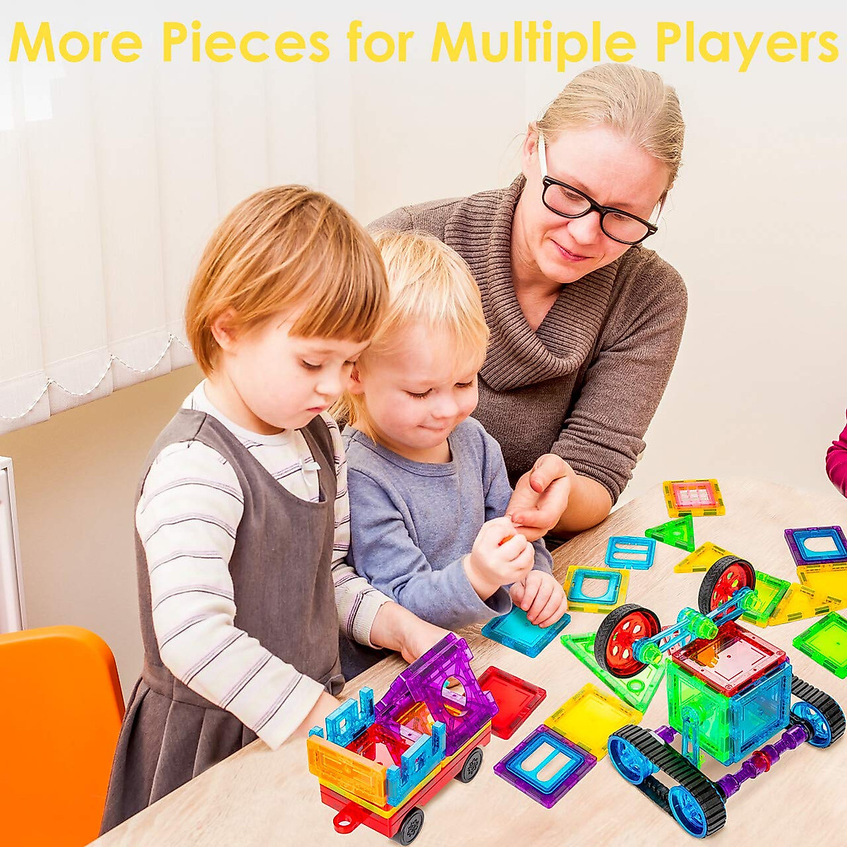 Batlofty 178 PCs Magnet Building Tiles 3D Magnetic Building Blocks for Kids, Toddlers Age 3+, Children's Toy with Car Sets