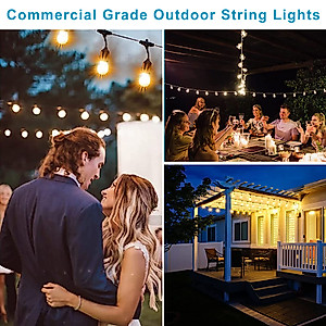 Lightdot 48ft Outdoor Light String with Remote, LED Remote Control String Lights with 16 pcs Dimmable Shatterproof 1W Bulbs, 2200K Commercial Grade Hanging Light for Patio Backyard Christmas Decor