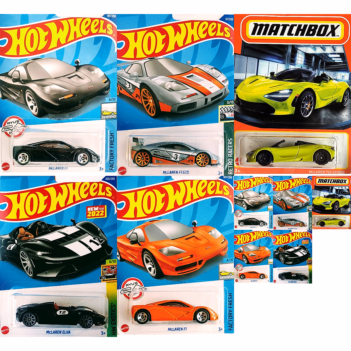 Hot Wheels Matchbox McLaren 5 Car Bundle Set Version 2