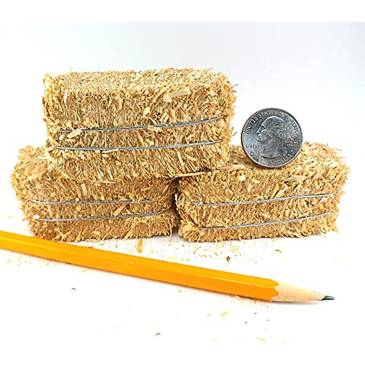 Meyer Imports Mini Hay Bales - Small - (Pack of 3) Small Decorative Hay – for Craft/Dollhouse/Farm/Halloween/Table Decoration - 2.5 x 1 Inches Each