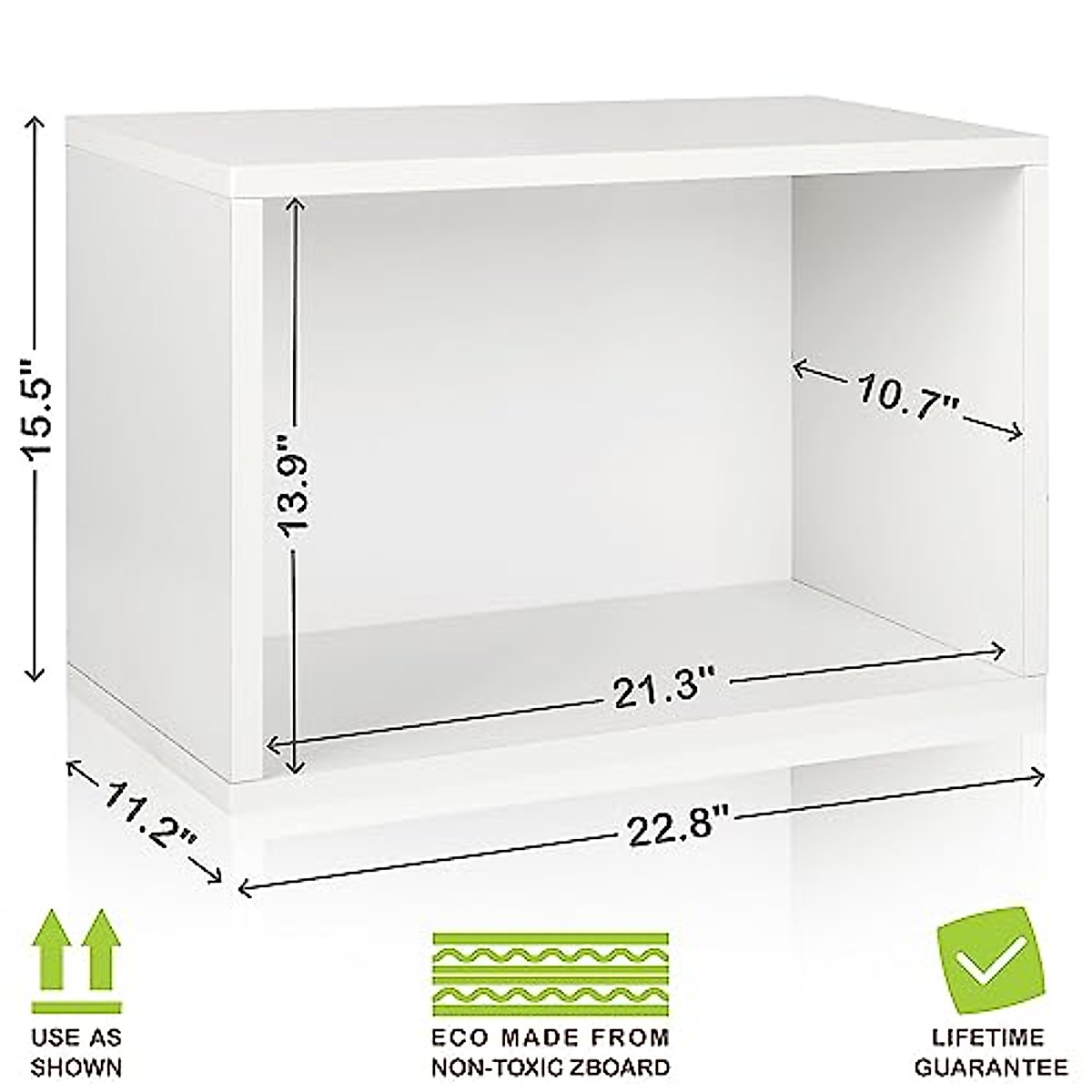 Way Basics Display Shelf Bookcase (Tool-Free Assembly), White