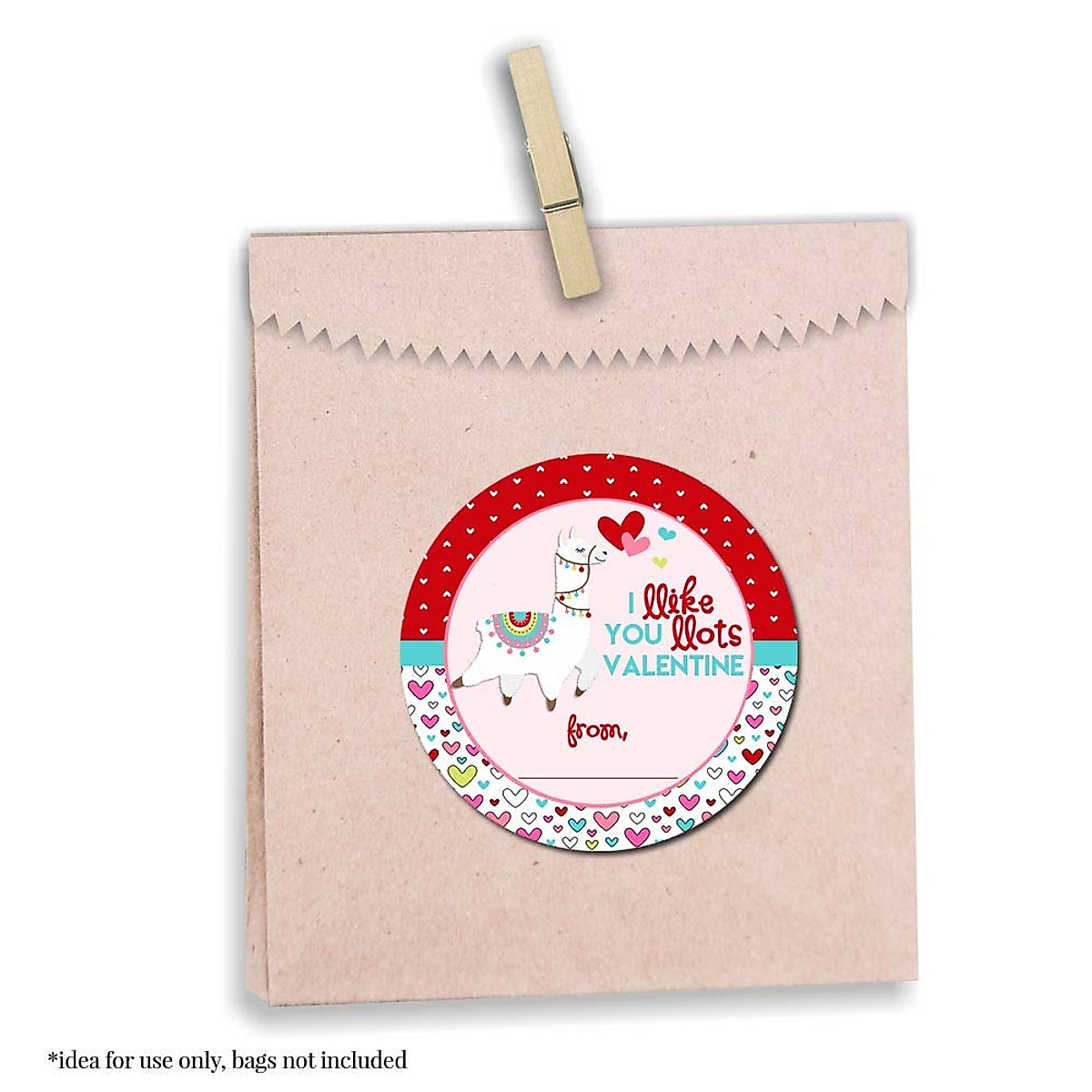Like You Lots Llama-Themed Valentine Party Favor Sticker Labels, 40 2" Party Circle Stickers by AmandaCreation, Great for Classroom Valentines, Envelope Seals, Gifts & Treats
