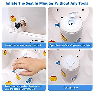 BLIRORA Inflatable Baby Floor Seat, Baby Chair for Sitting Up with Two-Point Harness Column-Shaped Airbag Sofa Support for 3-36 Month Olds, Infant Seat Built in Air Pump for Home or Travel