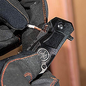 Klein Tools 44228 Electrician's Pocket Knife with Stainless Steel Blade, Perfect for Splitting Cable, Stripping Wire and Everyday Tasks, Black